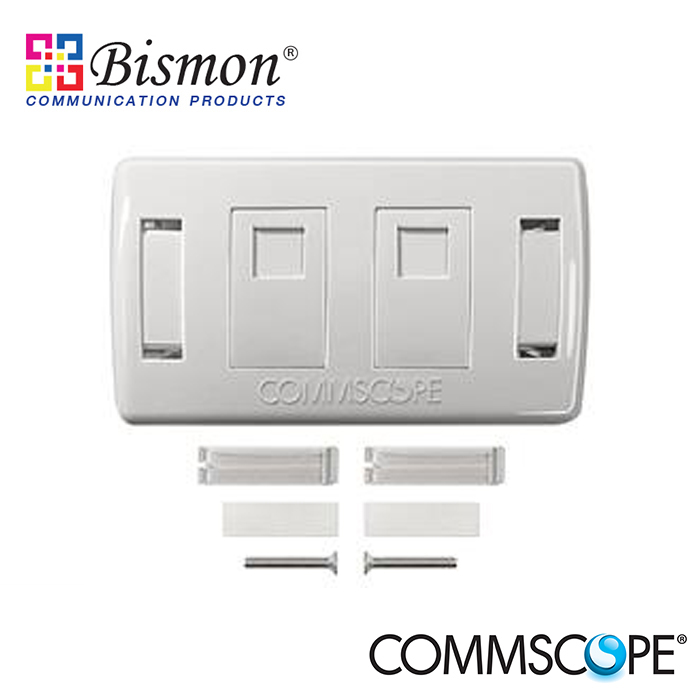(Commscope)Face Plate Kits Shutter Decorator Standard 2 Port,White | Bismon