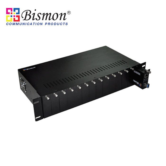 14 Slot 19" Rack Chassis Media Converter Double Power Supply | Bismon