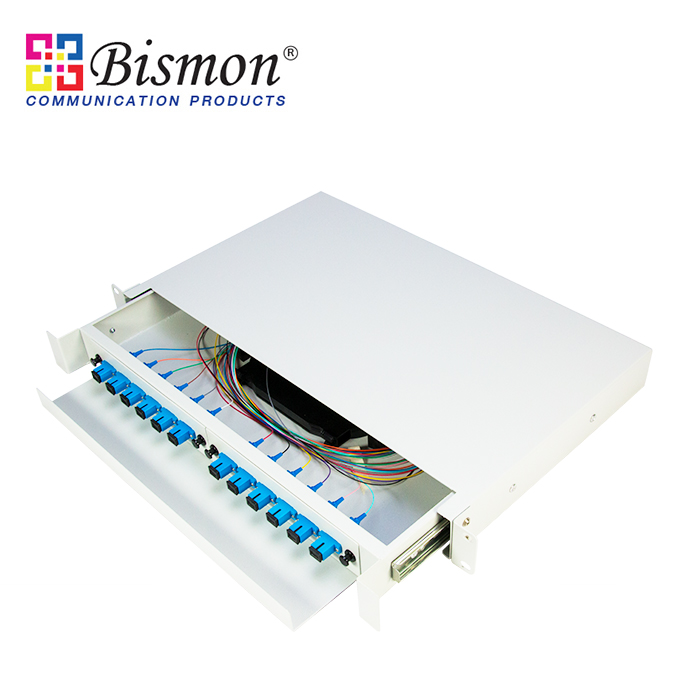24 Port (SC) ODF-Slide Rack mount Fiber optic 1U (Complete Set) | Bismon