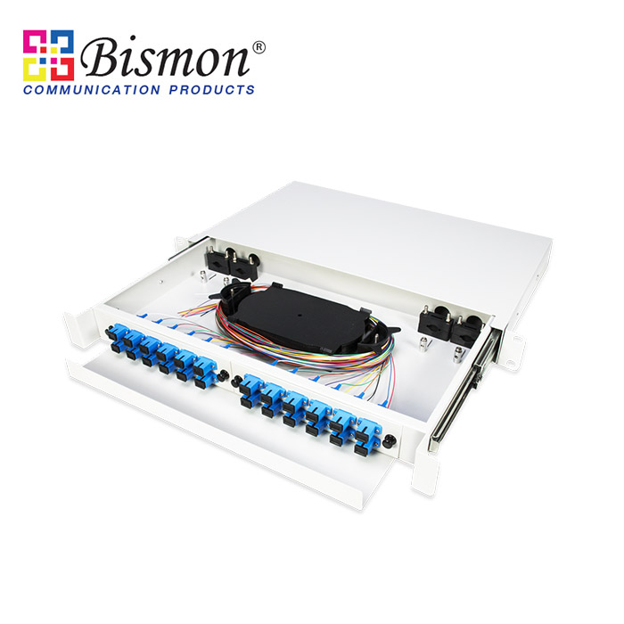 24 Port (SC) ODF-Slide Rack mount Fiber optic 1U (Complete Set) | Bismon