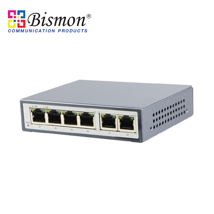4 Port UpoE 60W 10/100/1000M with 2RJ45 Gigabit Uplink (Max.250W) | Bismon